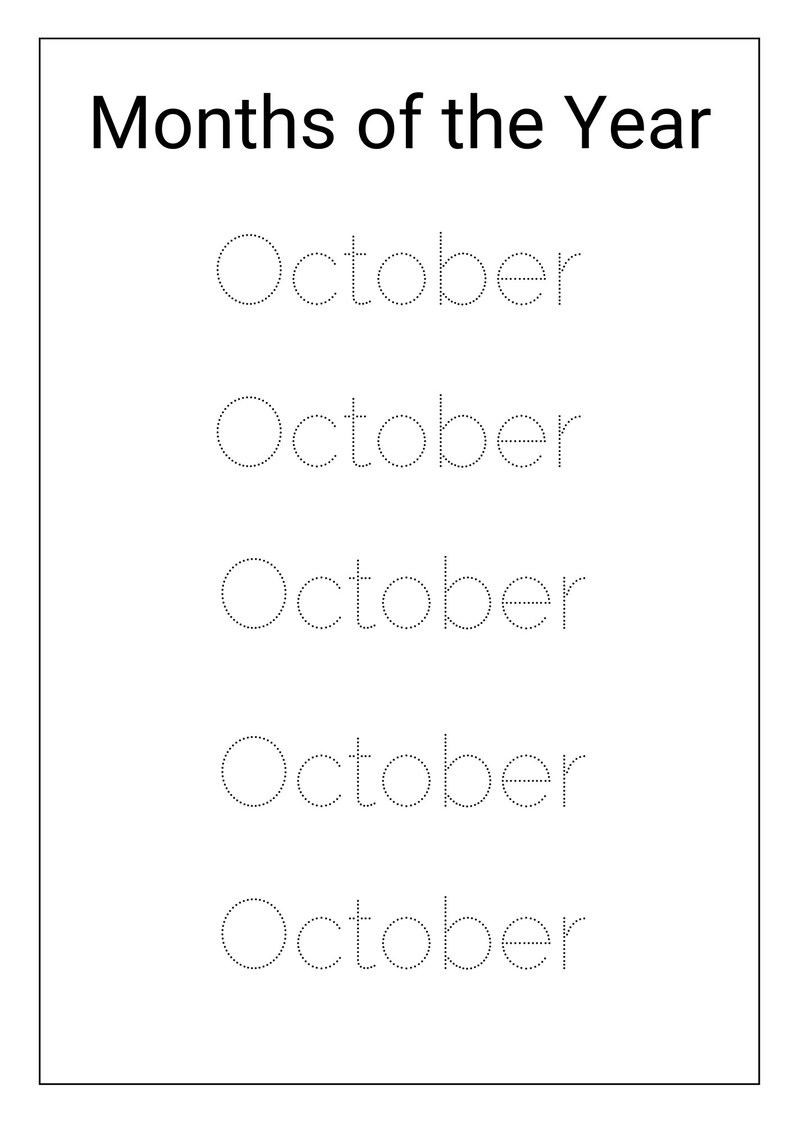 Months of the Year Tracing Worksheet: Handwriting Practice (digital ...