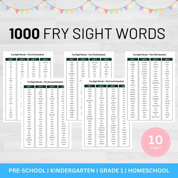 Fry Sight Words Checklist