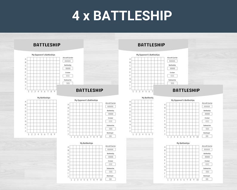 Pen and Paper Games Printables: Hangman, Battleship, Tic-tac-toe (PDF ...