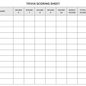 Trivia Scoring Sheets | Trivia Quiz | Trivia Night | Printable Trivia ...