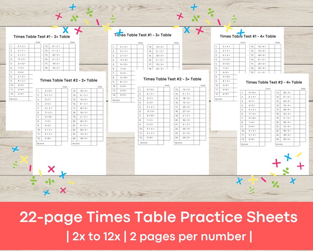 Times Table Multiplication Worksheets Time Tables Printable - Etsy