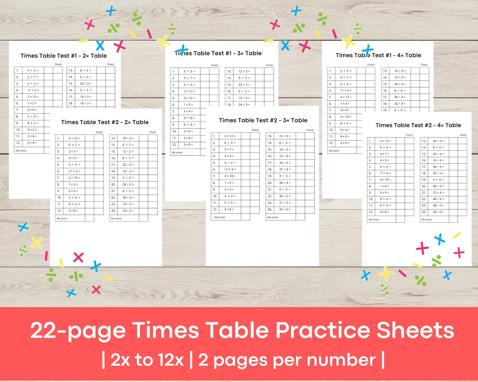 Times Table Multiplication Worksheets Time Tables Printable - Etsy