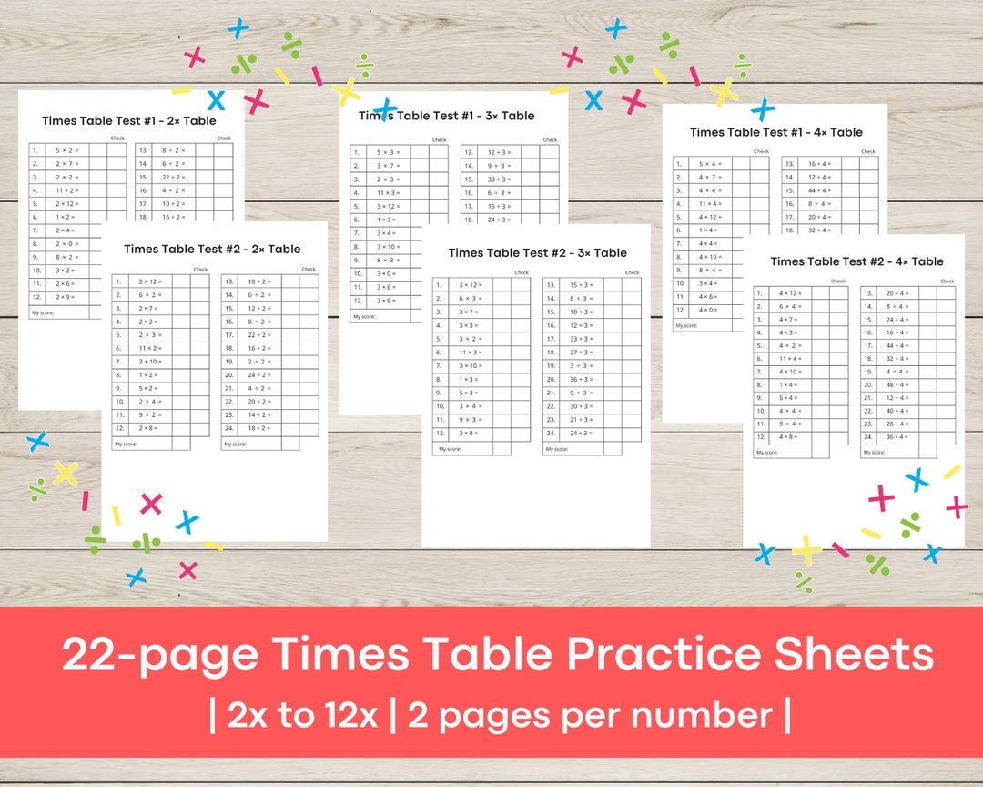 Times Table Multiplication Worksheets Time Tables Printable - Etsy
