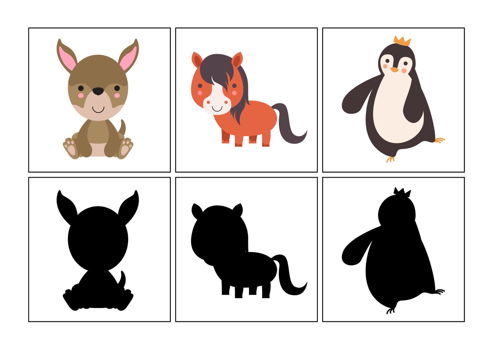 Animal Shadow Matching Game: Printable Learning Activity (digital ...