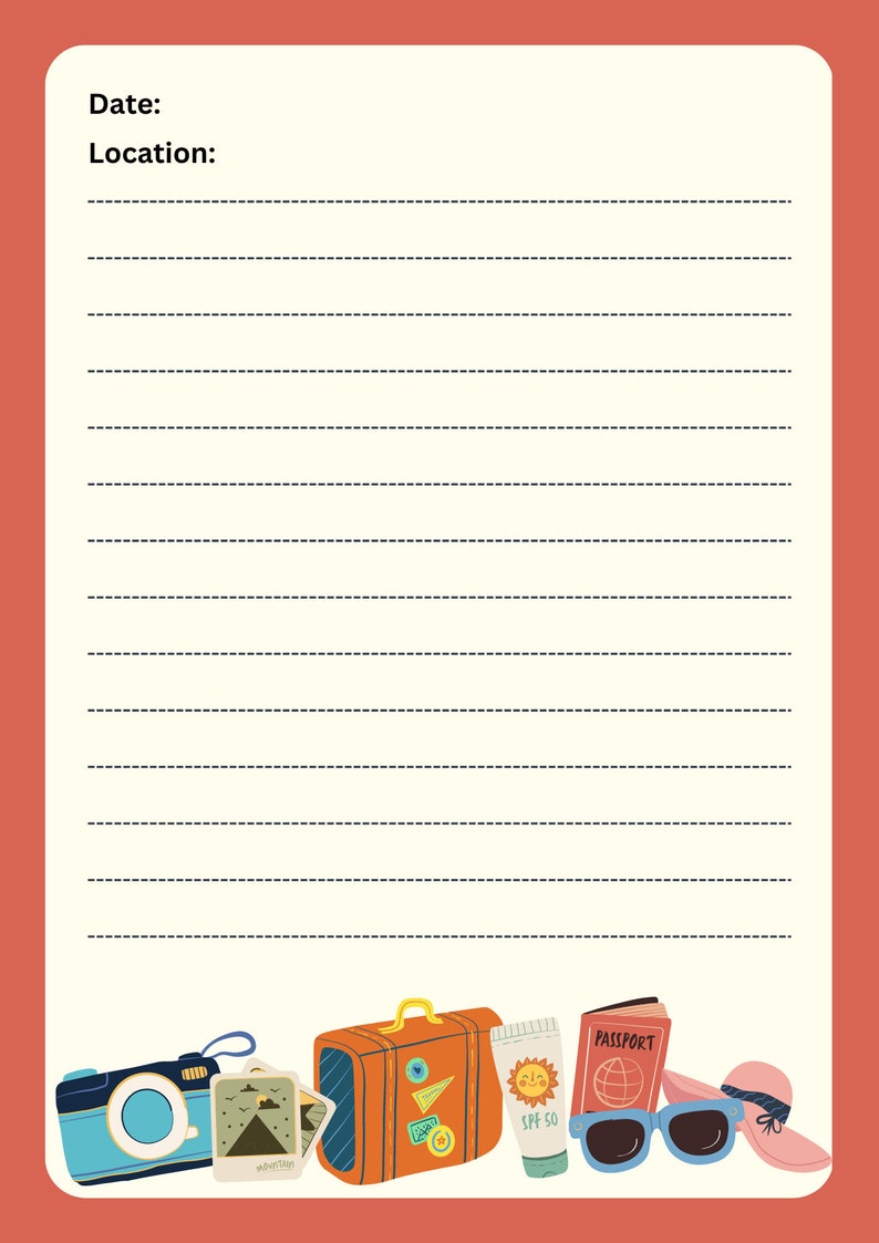 Travel Journal Printable Travel Journal Kids Travel Journal Digital ...