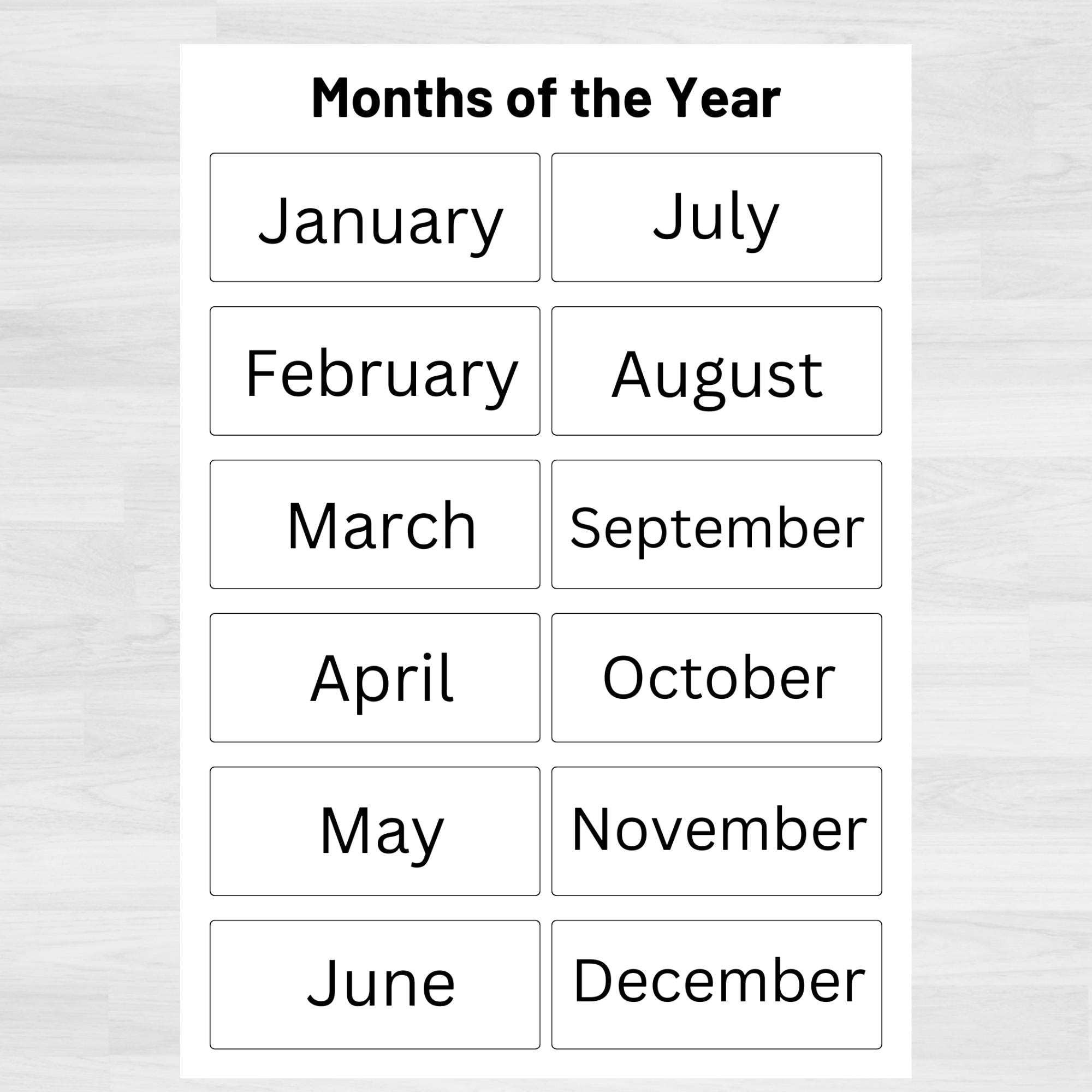 Months of the Year Printable Chart: Classroom Learning (digital ...