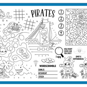 Pirate Coloring Placemat | Printable Activity Placements | Pirate ...