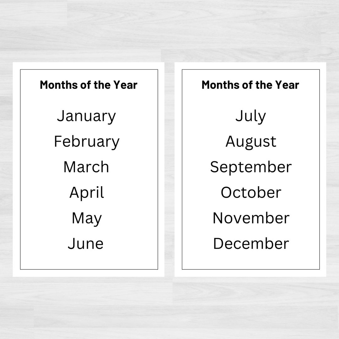 Months of the Year Printable Chart | 12 Months Poster | Months of the ...