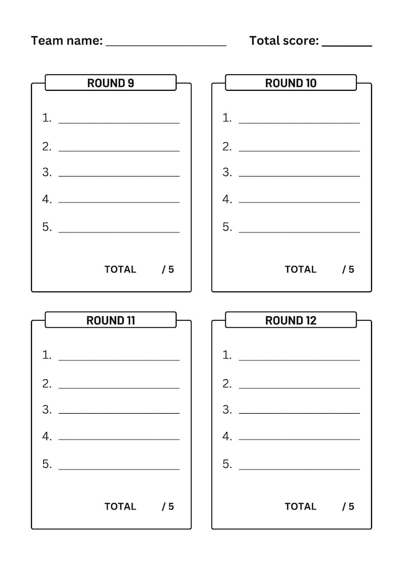 Trivia Answer Sheets | Trivia Quizzes | Trivia Night | Printable Trivia ...