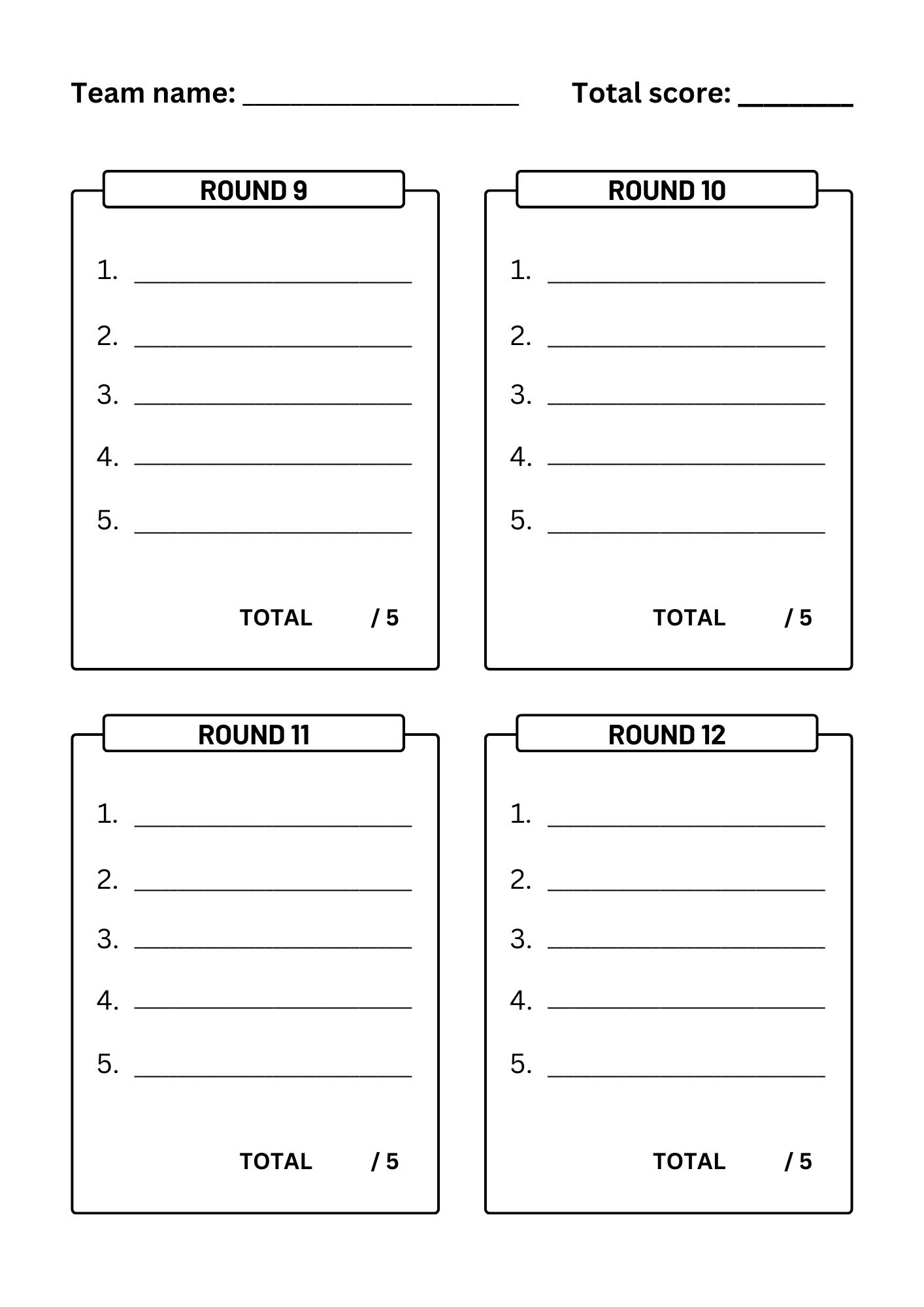 Trivia Answer Sheets | Trivia Quizzes | Trivia Night | Printable Trivia ...