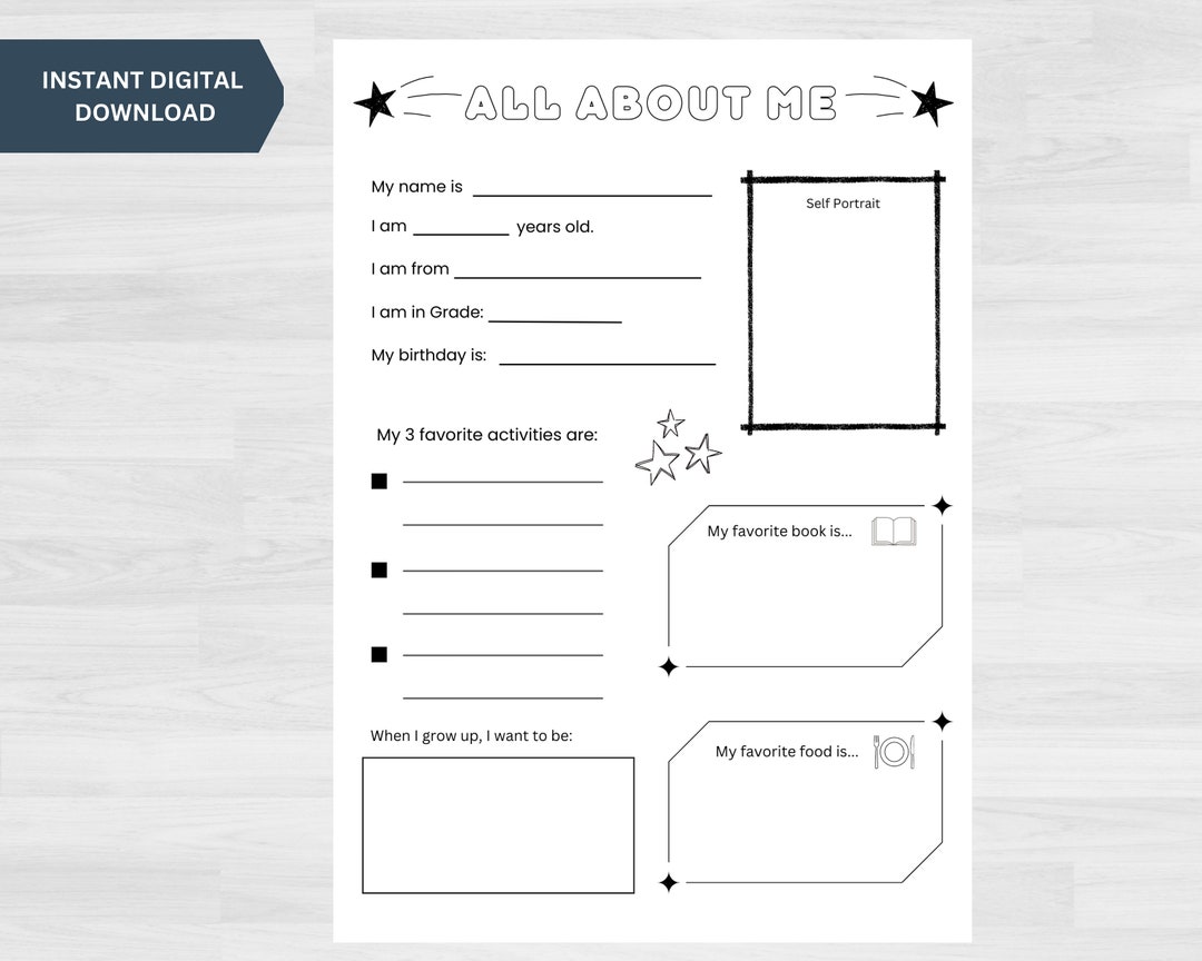 All About Me All About Me Template All About Me Printable - Etsy