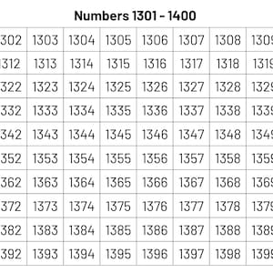 Number Charts 1-1500 | Numbers 1-1500 Printable | Numbers and Counting ...