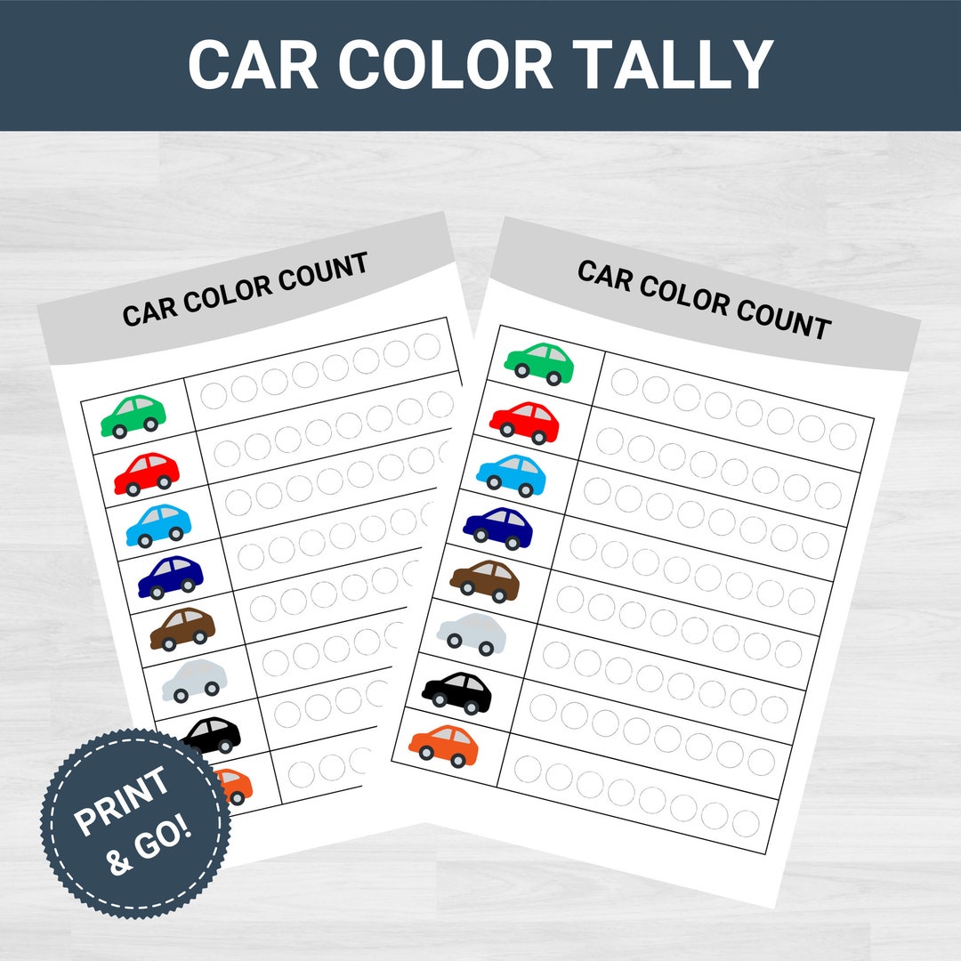 Car Color Count Printable | Car Counting Printable | Car Color ...