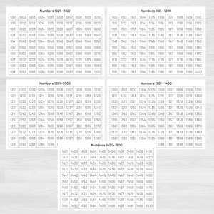 Number Charts 1-1500 Printables: Teacher Classroom Homeschool Resource ...