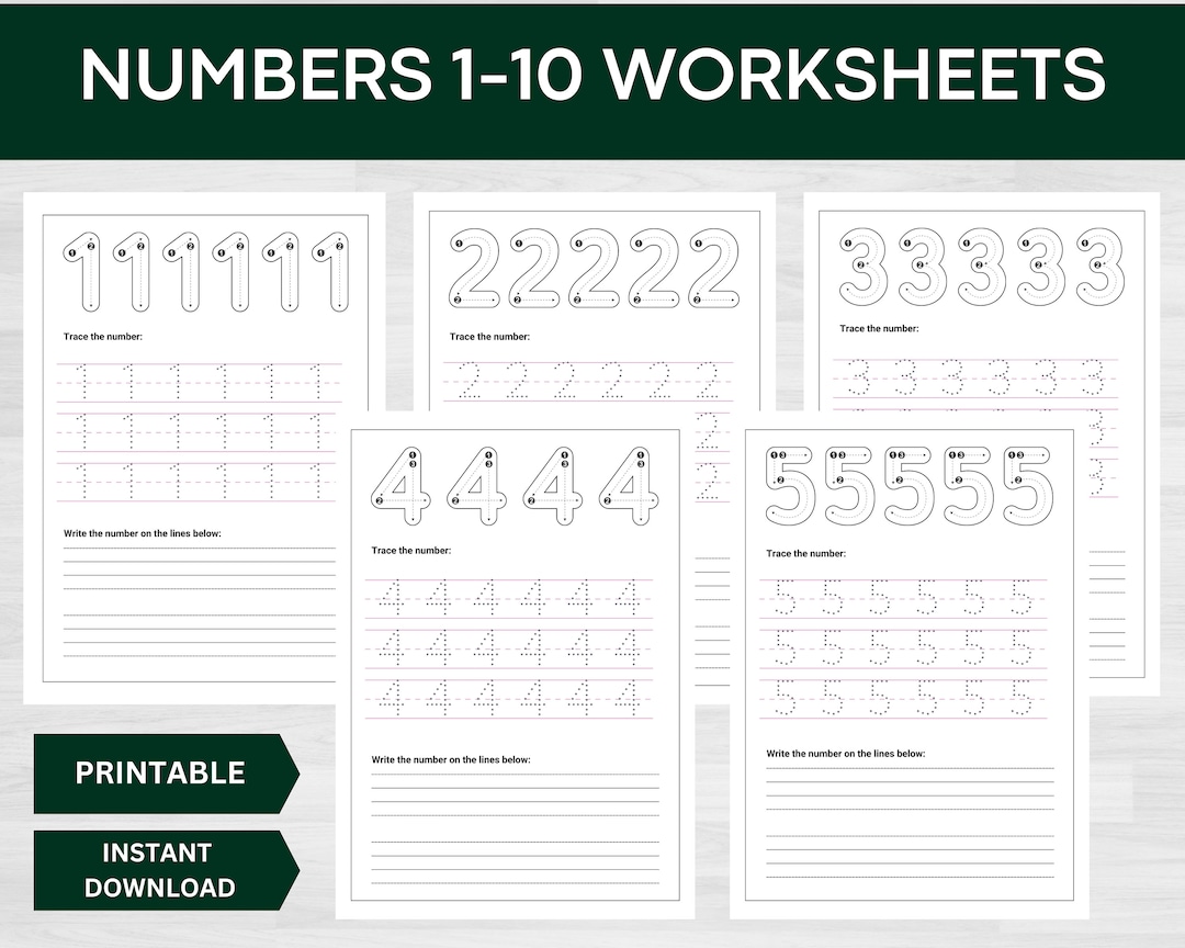 Numbers 1-10 Worksheets Numbers 1-10 Numbers 1-10 - Etsy