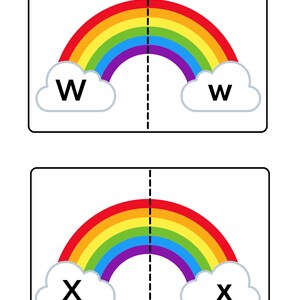 Rainbow Alphabet Matching Flashcards: Printable Letter Puzzle (digital ...
