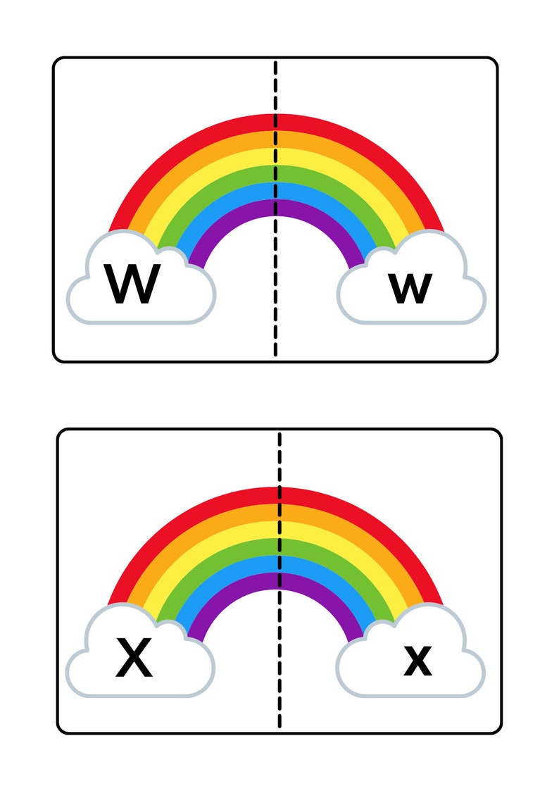 Rainbow Alphabet Matching Flashcards: Printable Letter Puzzle (digital ...