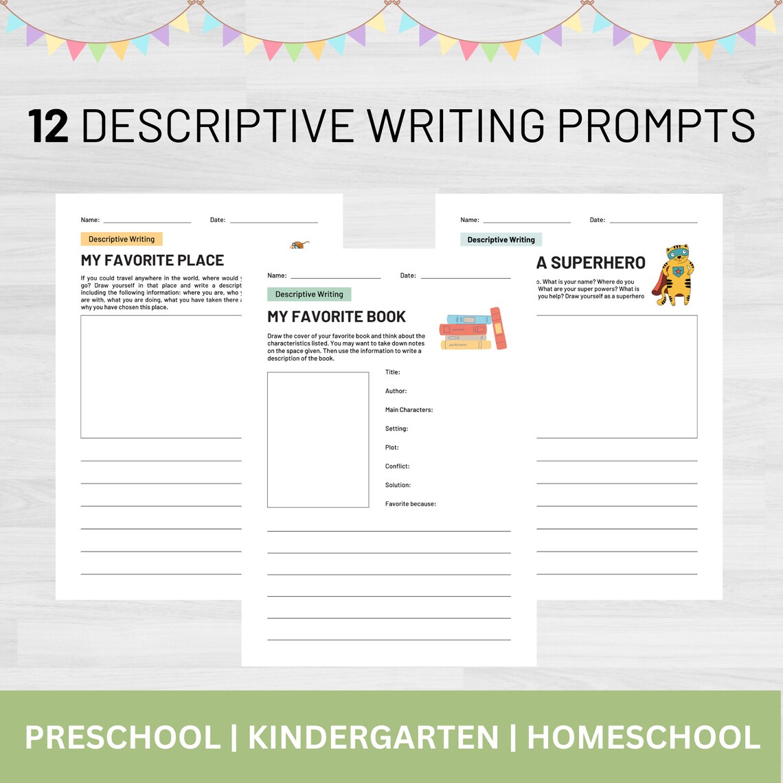 Descriptive Writing Prompts: Story Starters & Draw and Write (digital ...