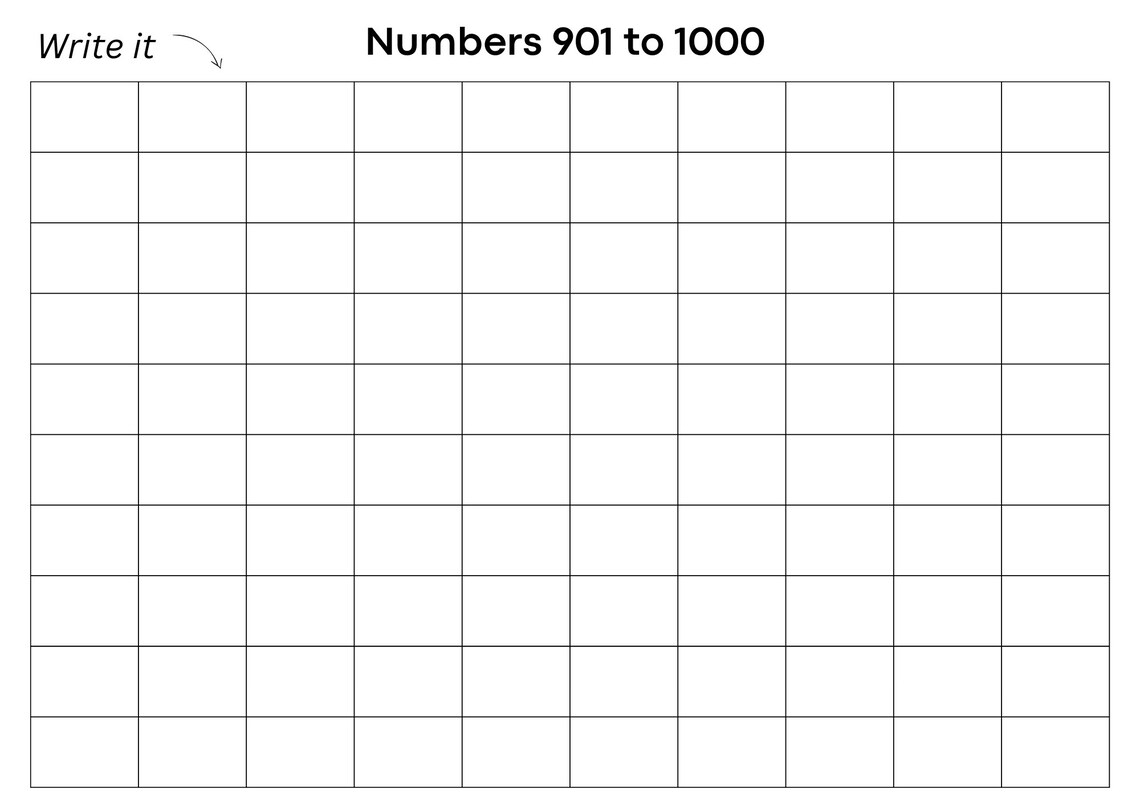 Numbers 1-1000 Numbers 1-1000 Worksheets Numbers 1-100 - Etsy