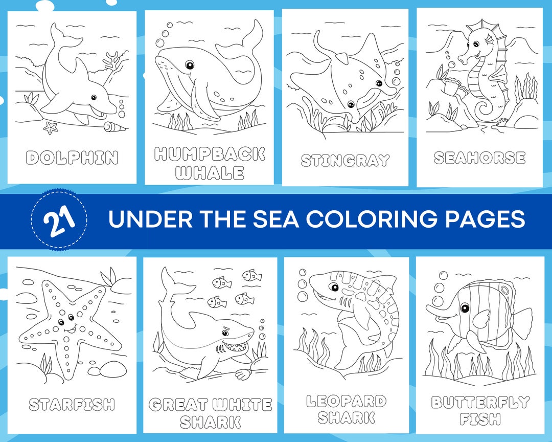 Under the Sea Coloring Pages Ocean Animals Coloring Sea - Etsy