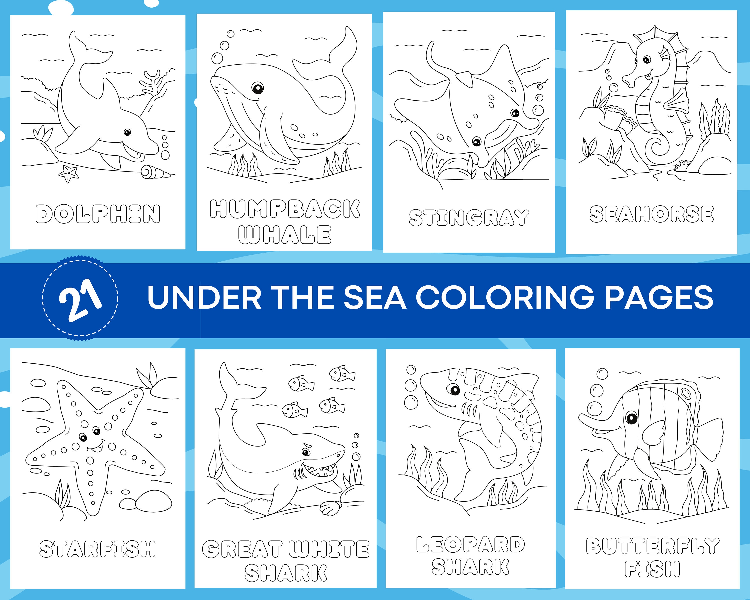 Under the Sea Coloring Pages Ocean Animals Coloring Sea - Etsy