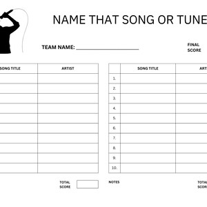 Name That Song Trivia | Trivia Answer Sheets | Printable Trivia Games ...