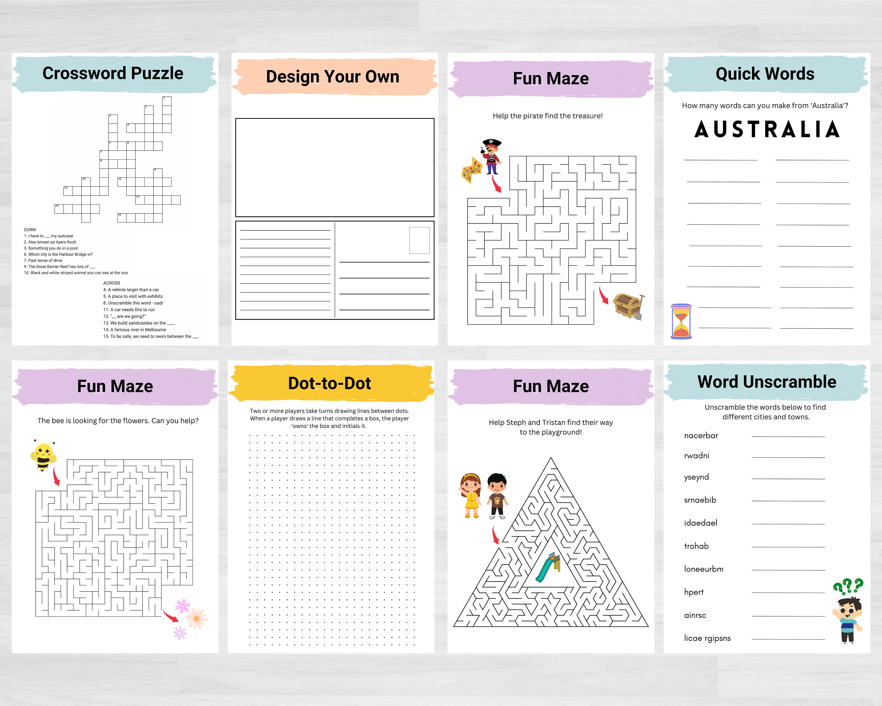 Australia Road Trip Games: Kid's Travel Activity Pack (digital Download ...