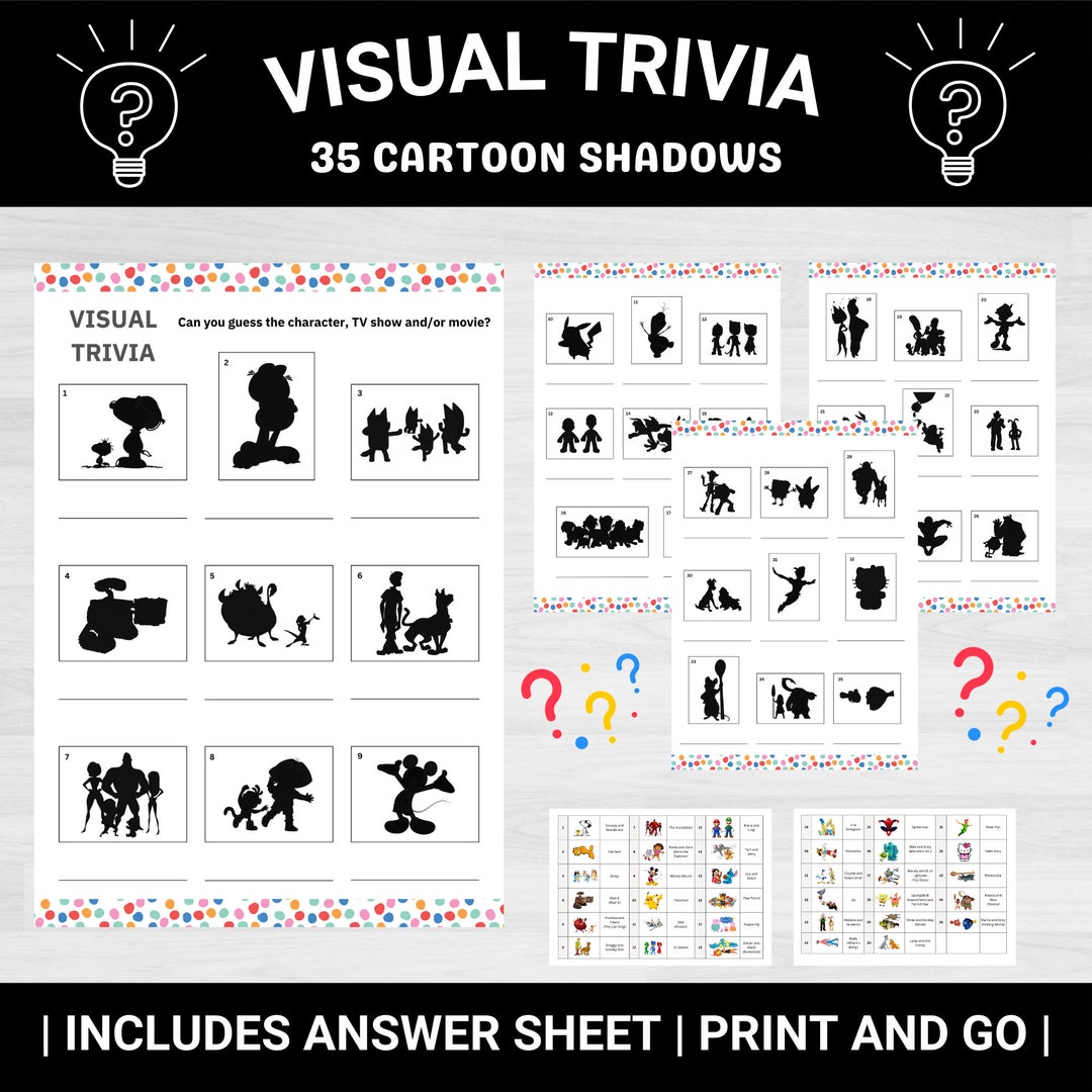 Kid's Trivia Quiz | Cartoon Trivia | Visual Trivia Quiz | Printable ...