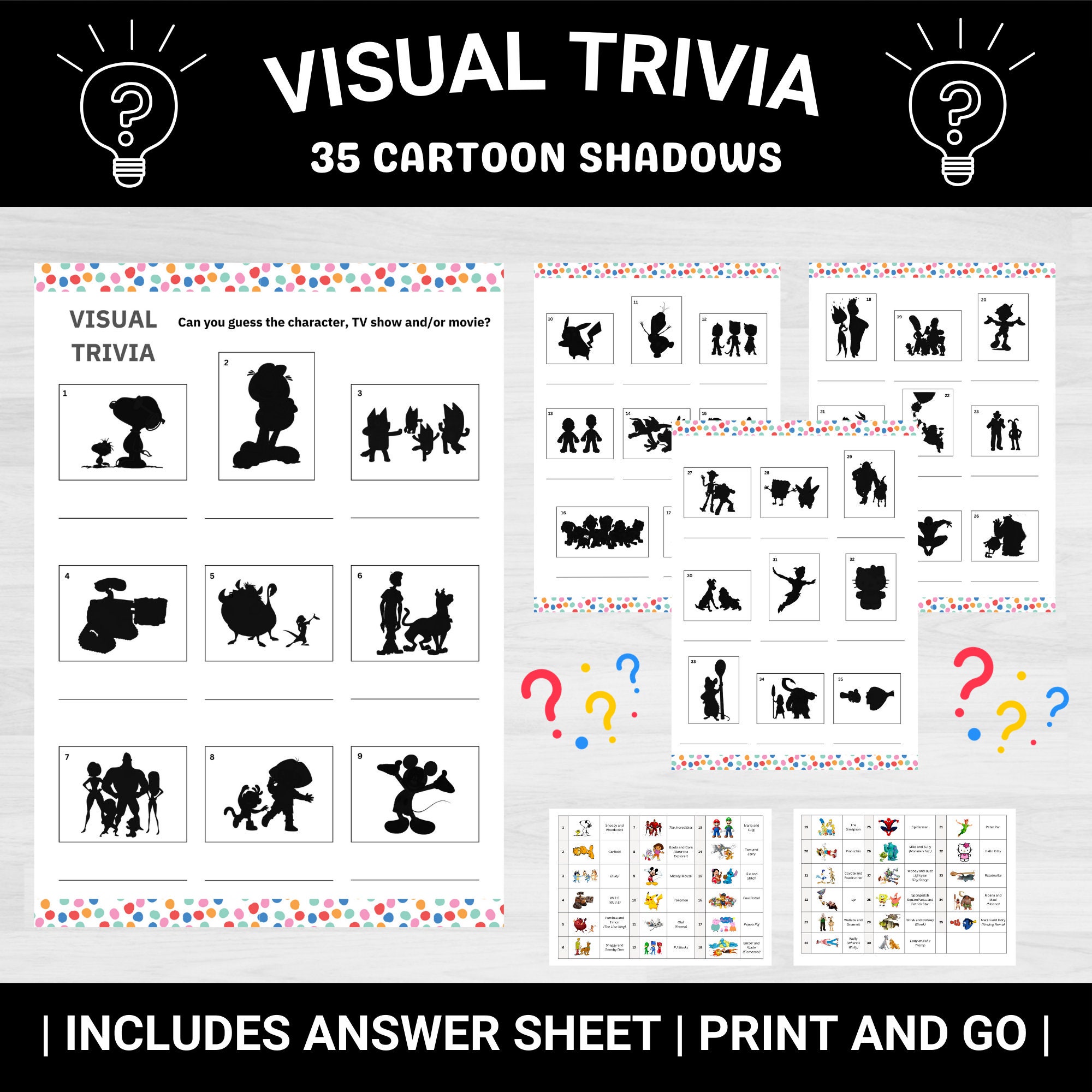 Kid's Trivia Quiz Cartoon Trivia Visual Trivia Quiz Printable Cartoon ...