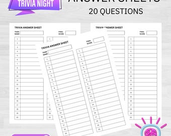 Trivia Scoring Sheets | Trivia Quiz | Trivia Night | Printable Trivia ...