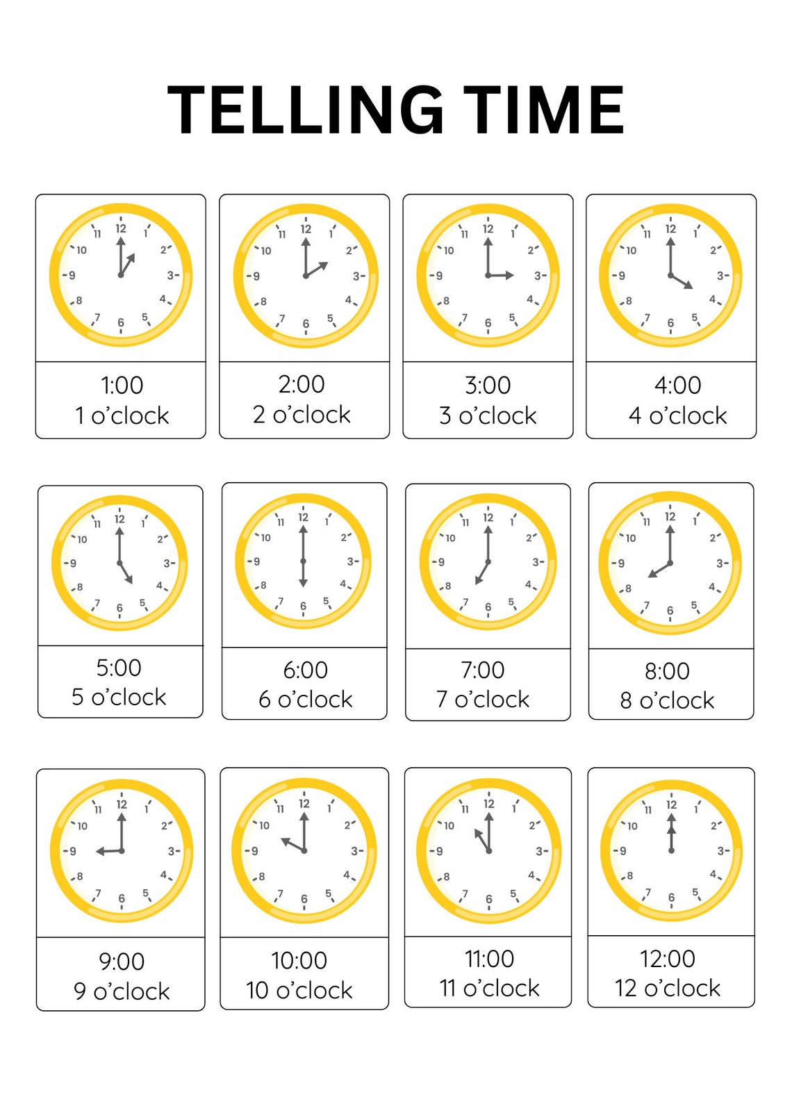Telling Time | Telling Time Poster | Telling Time Worksheets | Telling ...