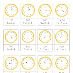 Telling Time Poster: Clock Learning Chart (digital Download) - Etsy