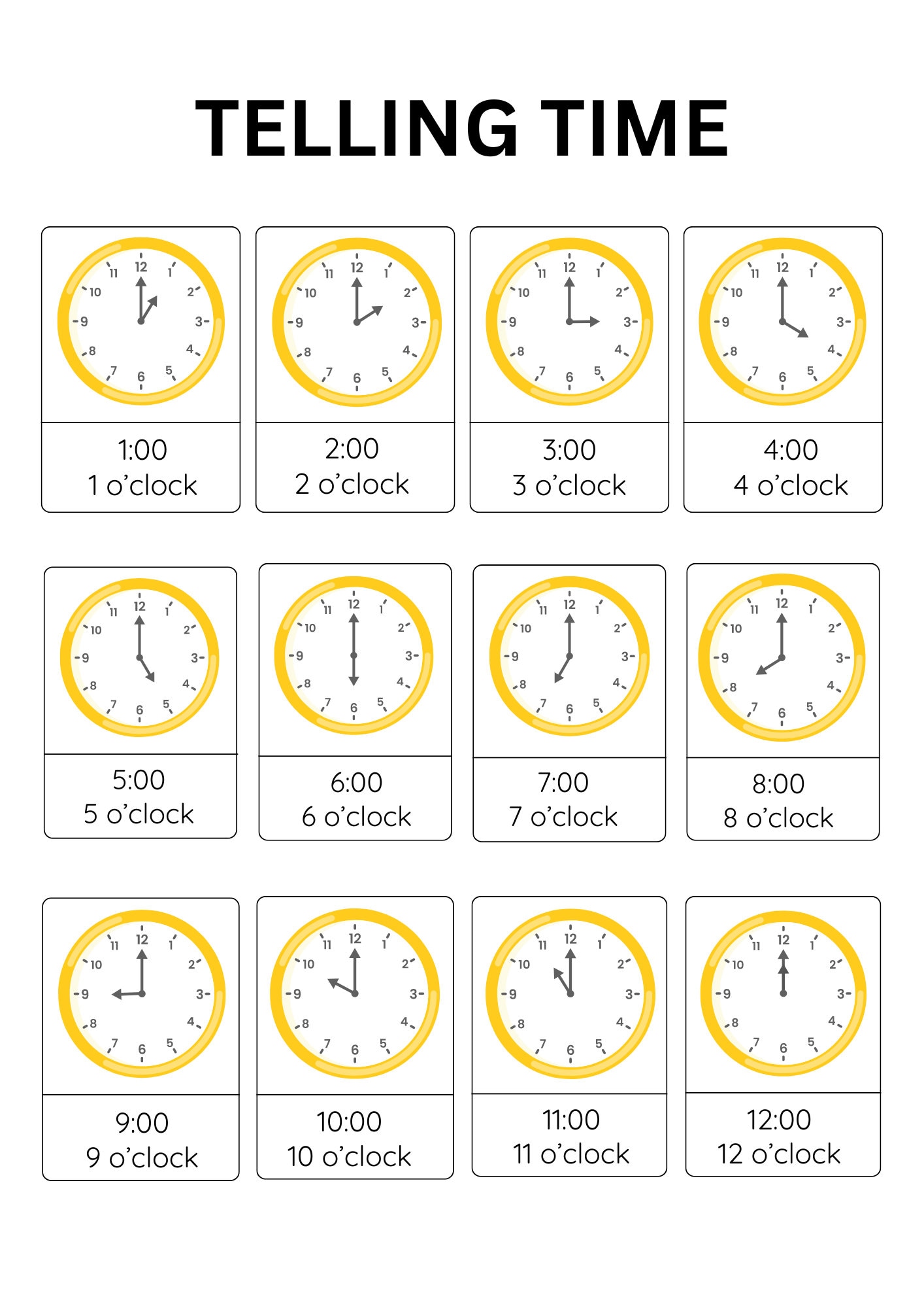 Telling Time | Telling Time Poster | Telling Time Worksheets | Telling ...