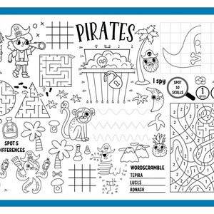 Pirate Coloring Placemat | Printable Activity Placements | Pirate ...