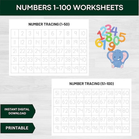 Tracing Numbers 1 To 100 Worksheet