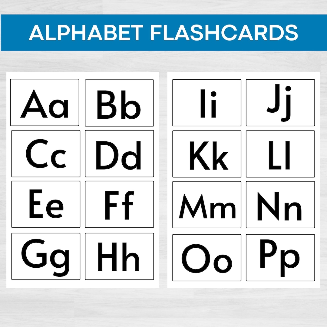 Printable Alphabet Flash Cards: Literacy Learning Aid (digital Download ...