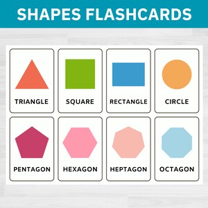 Shapes Flashcards Shapes Poster Shapes Wall Art Shapes - Etsy