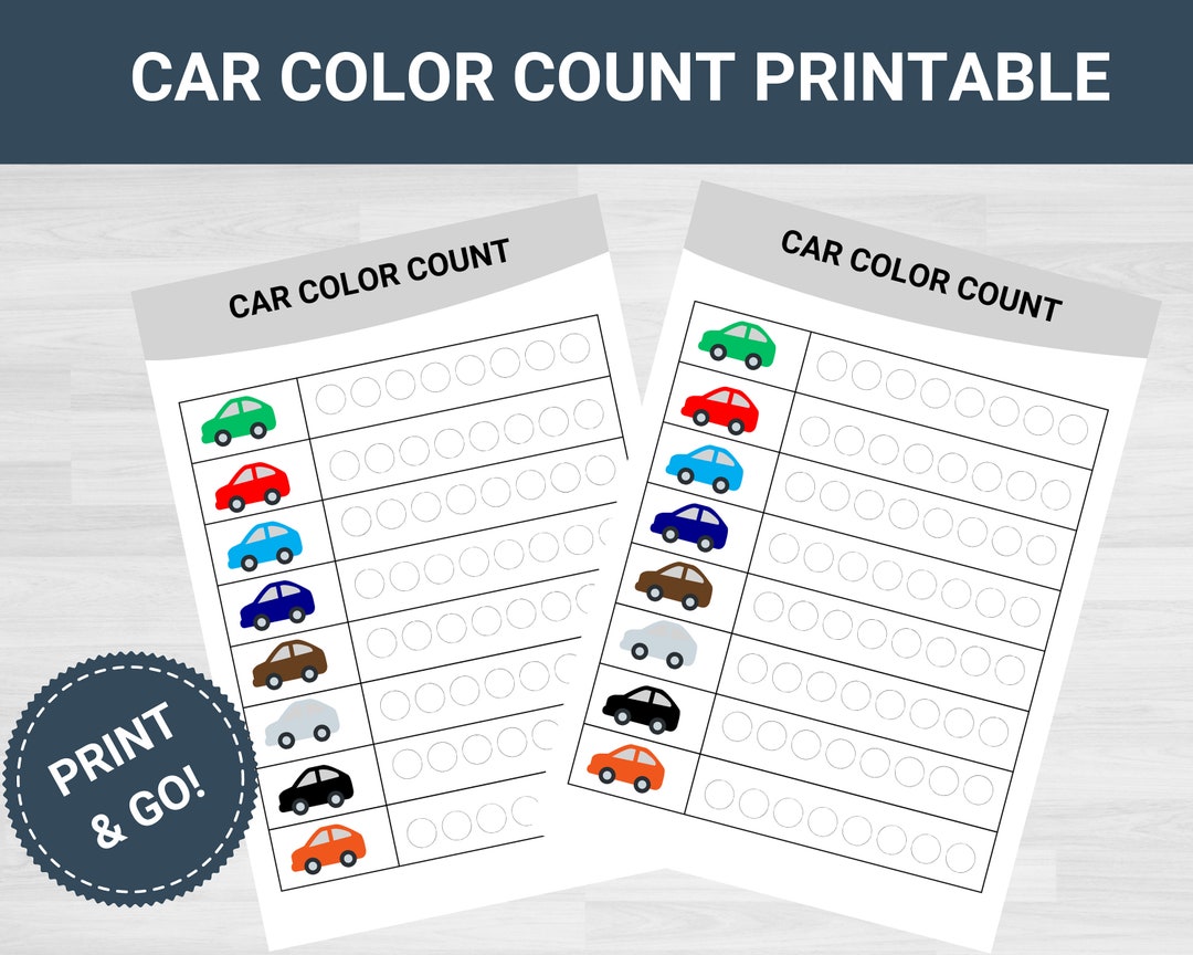 Car Color Count Printable Car Counting Printable Car Color - Etsy