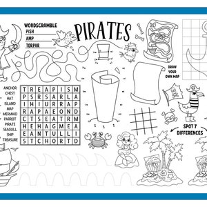Pirate Coloring Placemat | Printable Activity Placements | Pirate ...