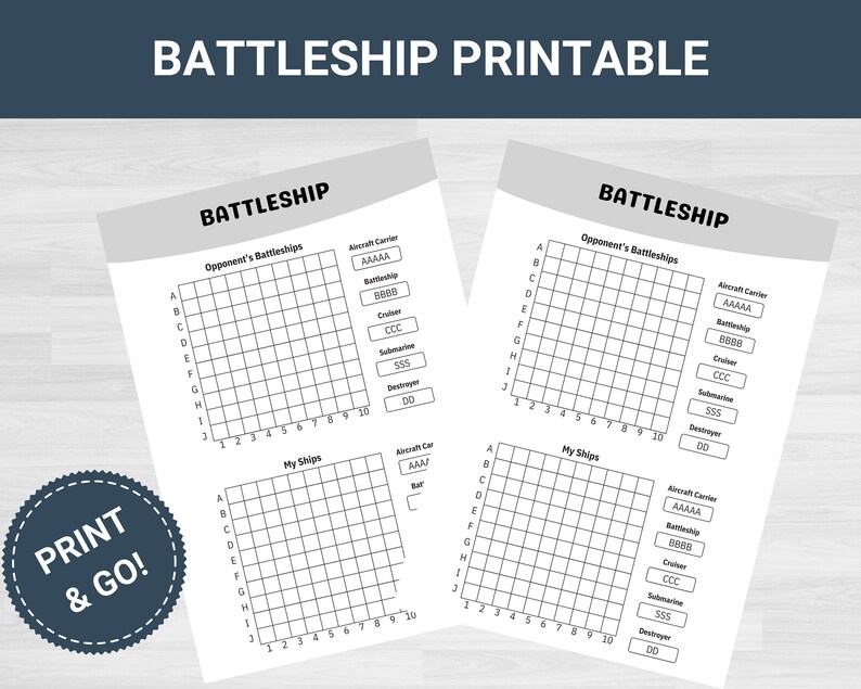 Battleship Printable Printable Battleship Game Battleship - Etsy