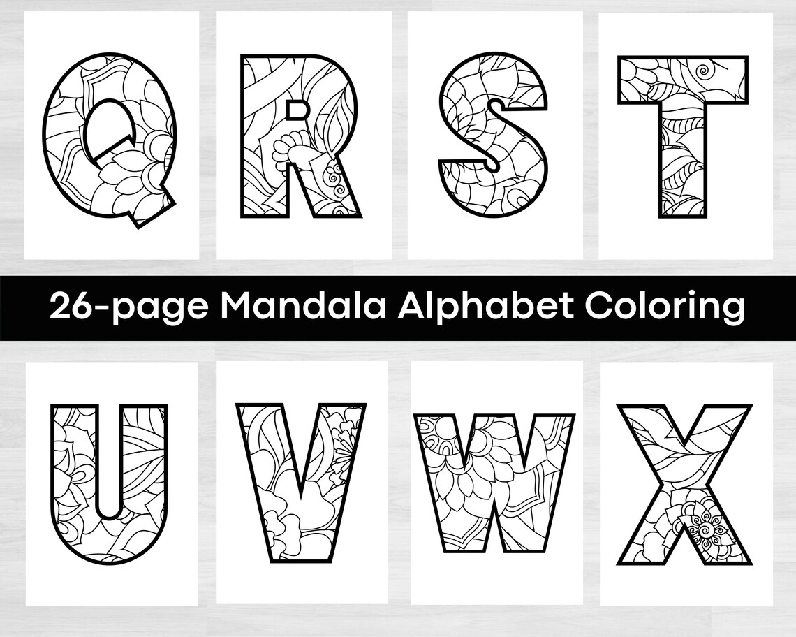 Mandala Alphabet Coloring Pages Mandala Alphabet Letter Coloring ...