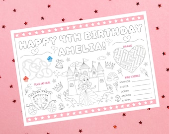 Birthday Coloring Placemat Printable Birthday Party Coloring Page ...