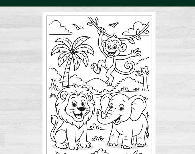 PRINTABLE Safari Coloring Pages. Kids Party Games, Jungle Birthday ...