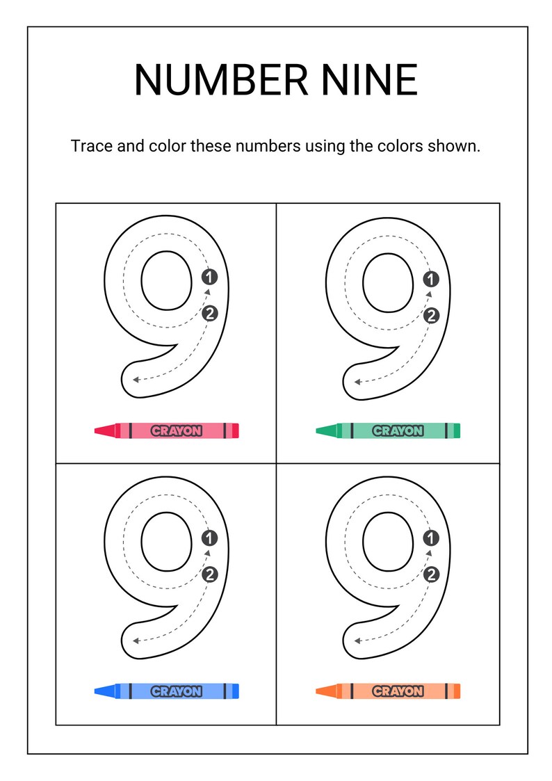 Numbers 1-10 Tracing Worksheets: Trace and Color (digital Download) - Etsy