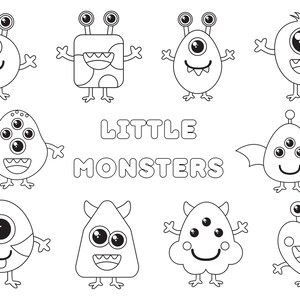 Little Monsters Coloring Page: Printable Kids Activity (digital ...