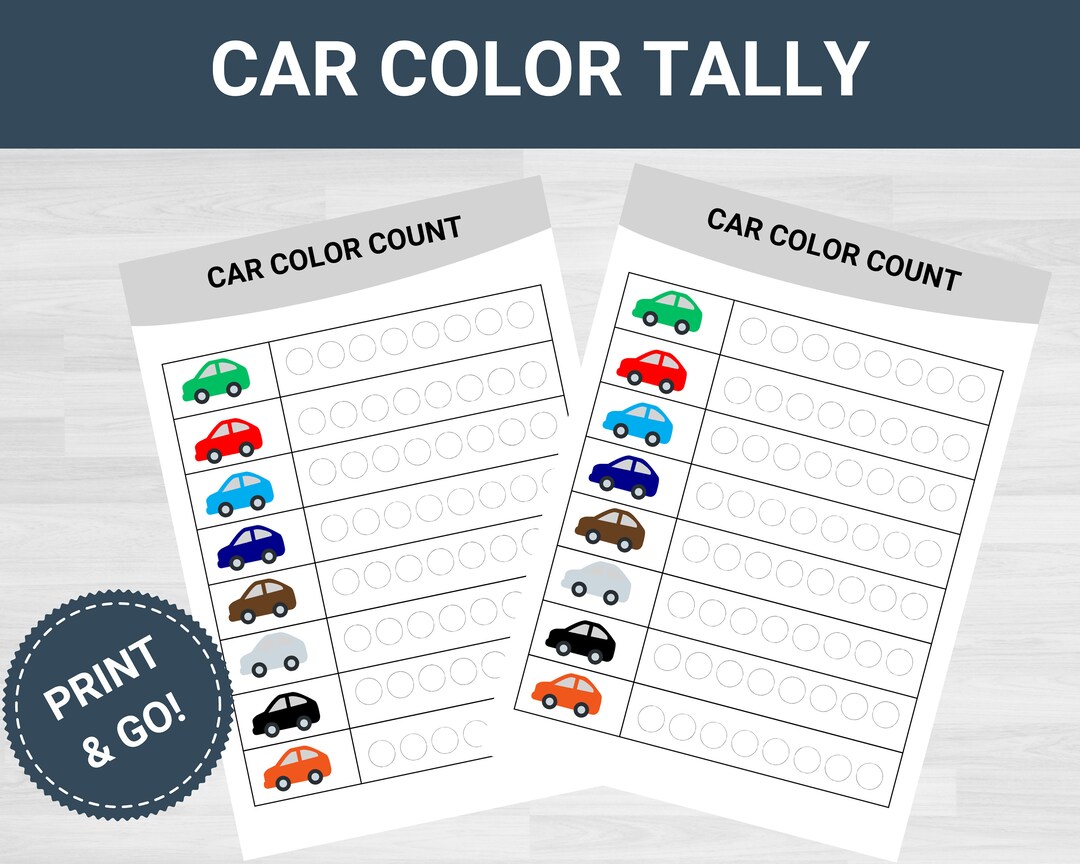 Car Color Count Printable Car Counting Printable Car Color Printable ...