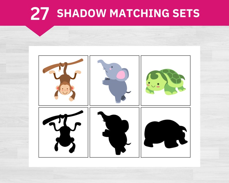 Animal Shadow Matching Game: Printable Learning Activity (digital ...