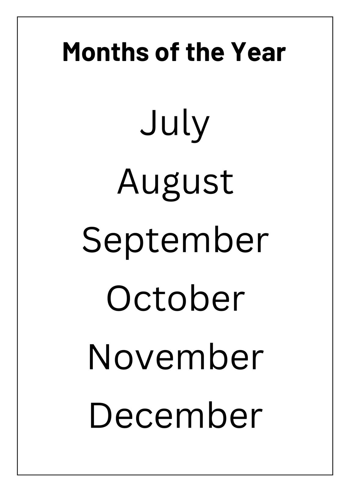 Months of the Year Printable Chart 12 Months Poster Months of the Year ...