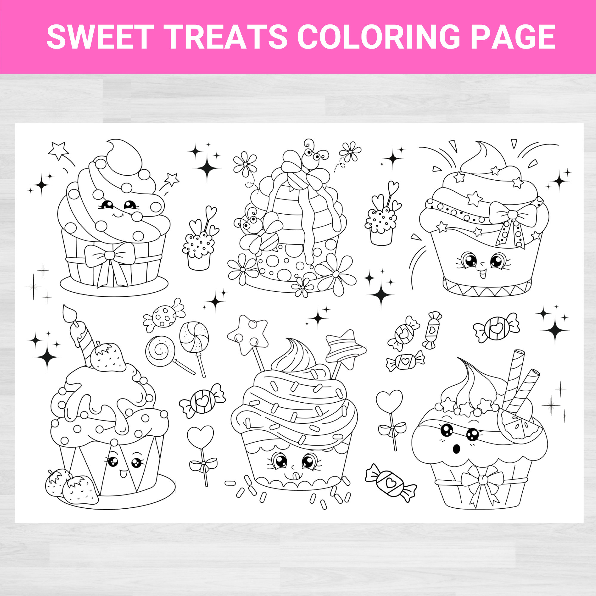 Dessert Coloring | Dessert Coloring Page | Sweets Coloring | Cupcakes ...