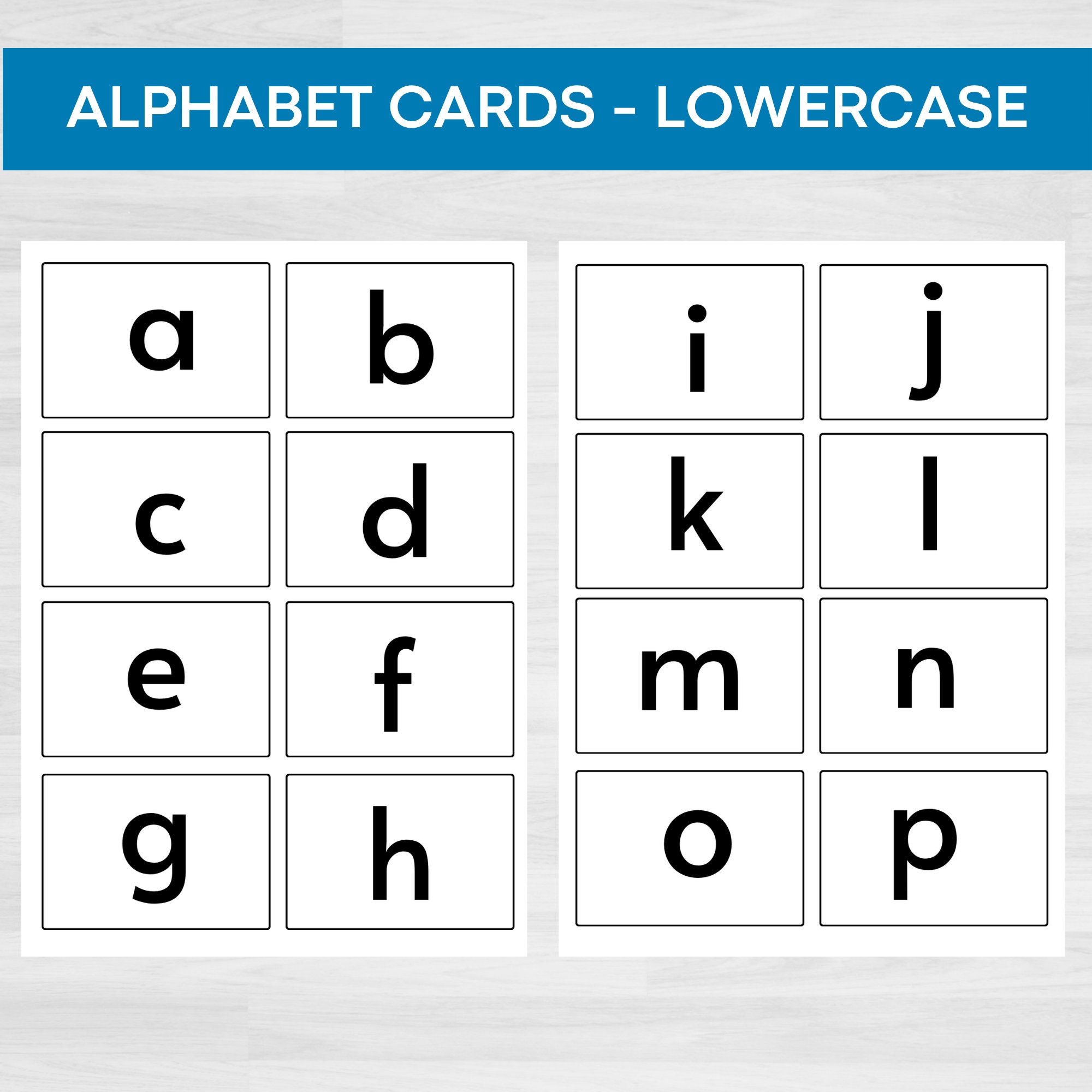 Lowercase Alphabet Flash Cards: Printable Literacy Aids (digital ...